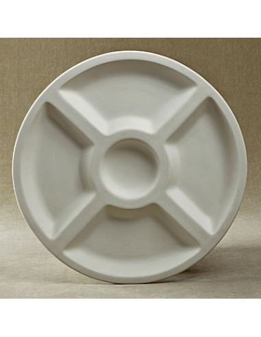 Unglazed Ceramics Chip & Dip 5 section-Bisque -TO PAINT YOURSELF
