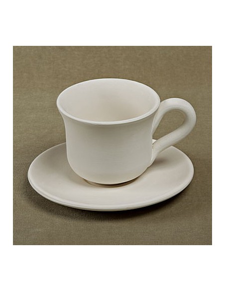 Unglazed Ceramics Cappuccino Cup w/saucer-Bisque -TO PAINT YOURSELF