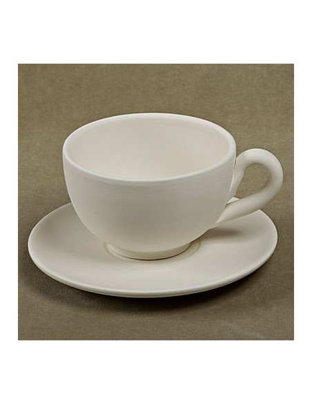 Unglazed Ceramics Cappuccino Cup and Saucer-Bisque -TO PAINT YOURSELF