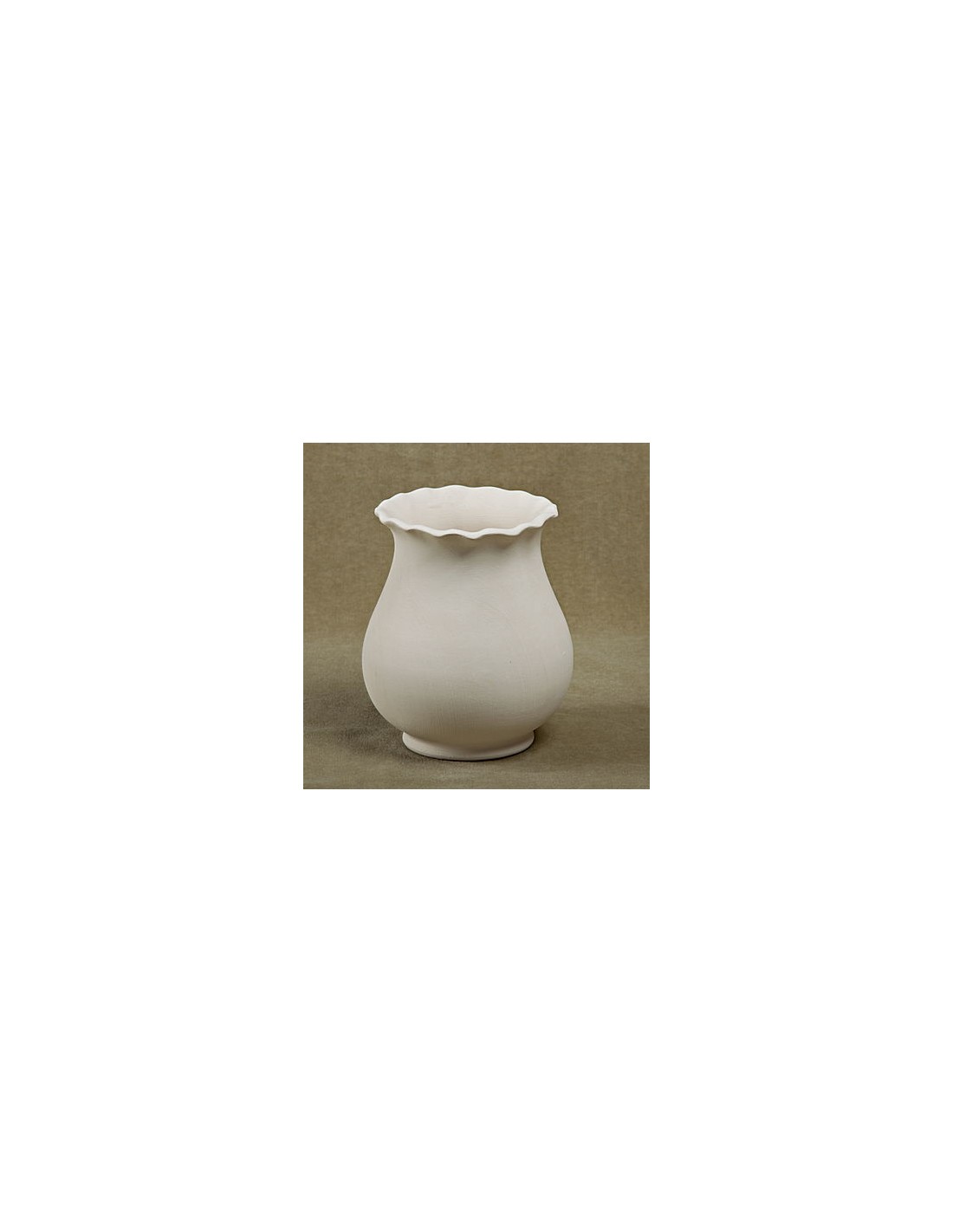 Unglazed Ceramics Med. Ruffled Flower Vase -Bisque -TO PAINT YOURSELF